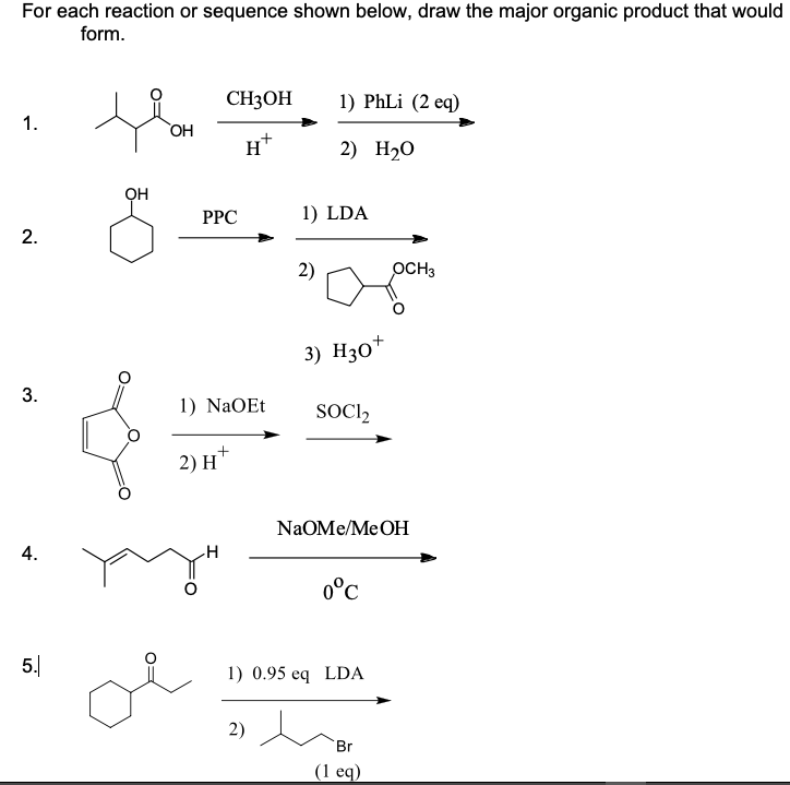 Solved For each reaction or sequence shown below, draw the | Chegg.com