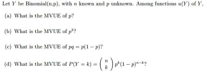 Solved Let Y be Binomial(np), with n known and p unknown. | Chegg.com