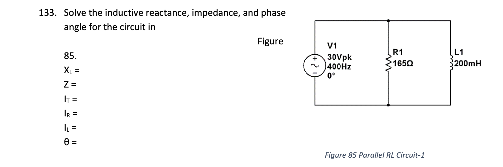 Solved 133. Solve the inductive reactance, impedance, and | Chegg.com
