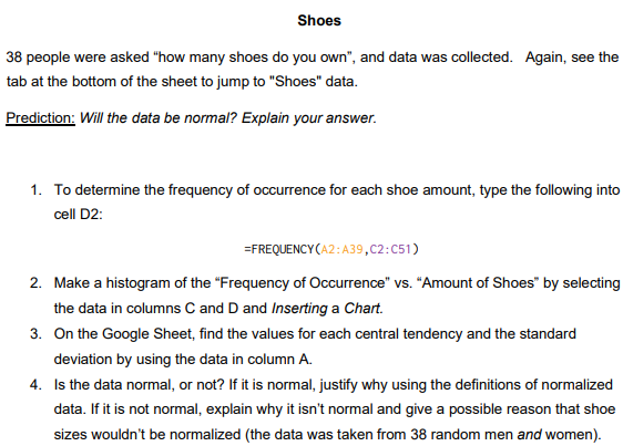 Solved Shoes 38 people were asked "how many shoes do you | Chegg.com
