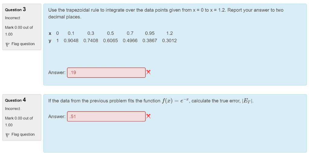 Solved Question 3 Use the trapezoidal rule to integrate over | Chegg.com