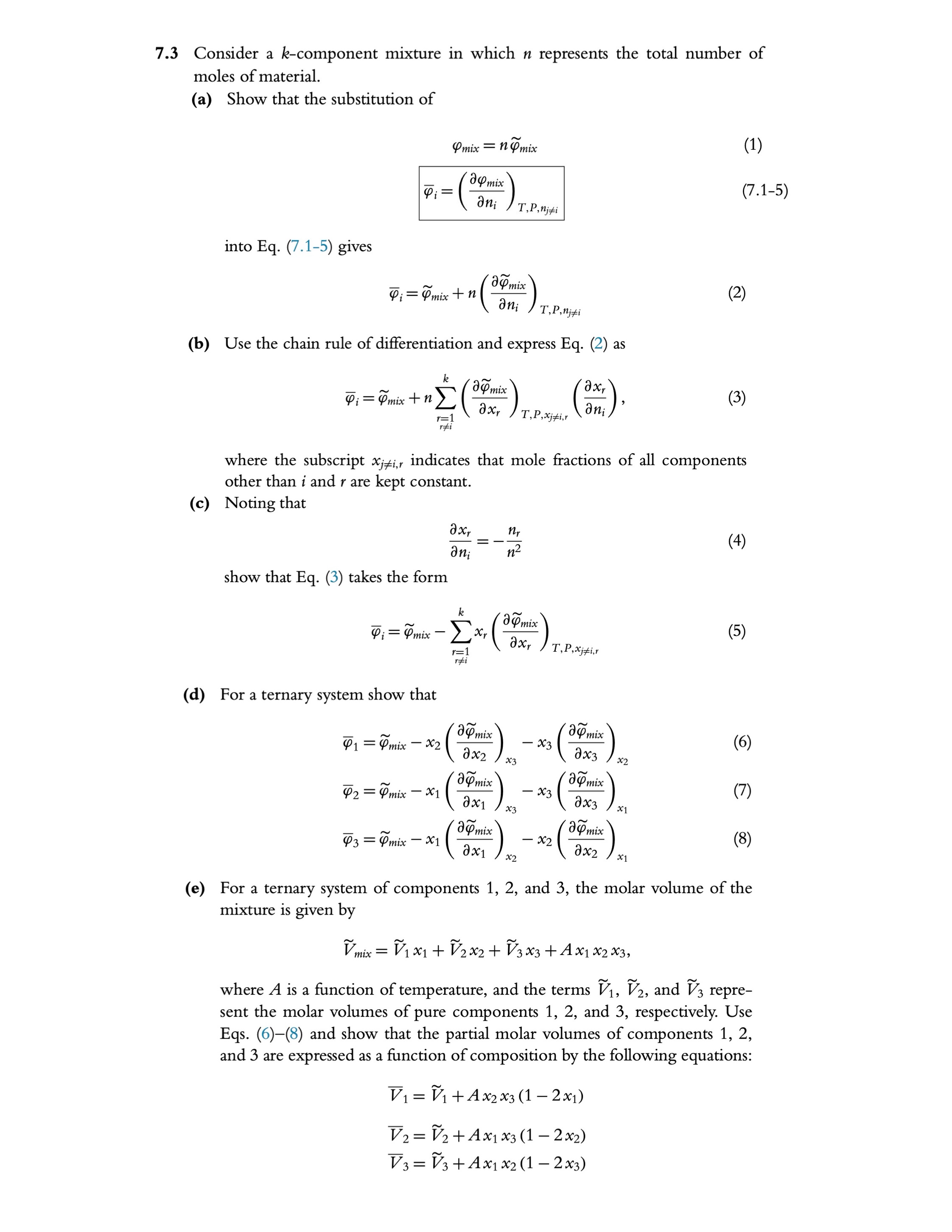 Solved 7.3 ﻿Consider a k-component mixture in which n | Chegg.com