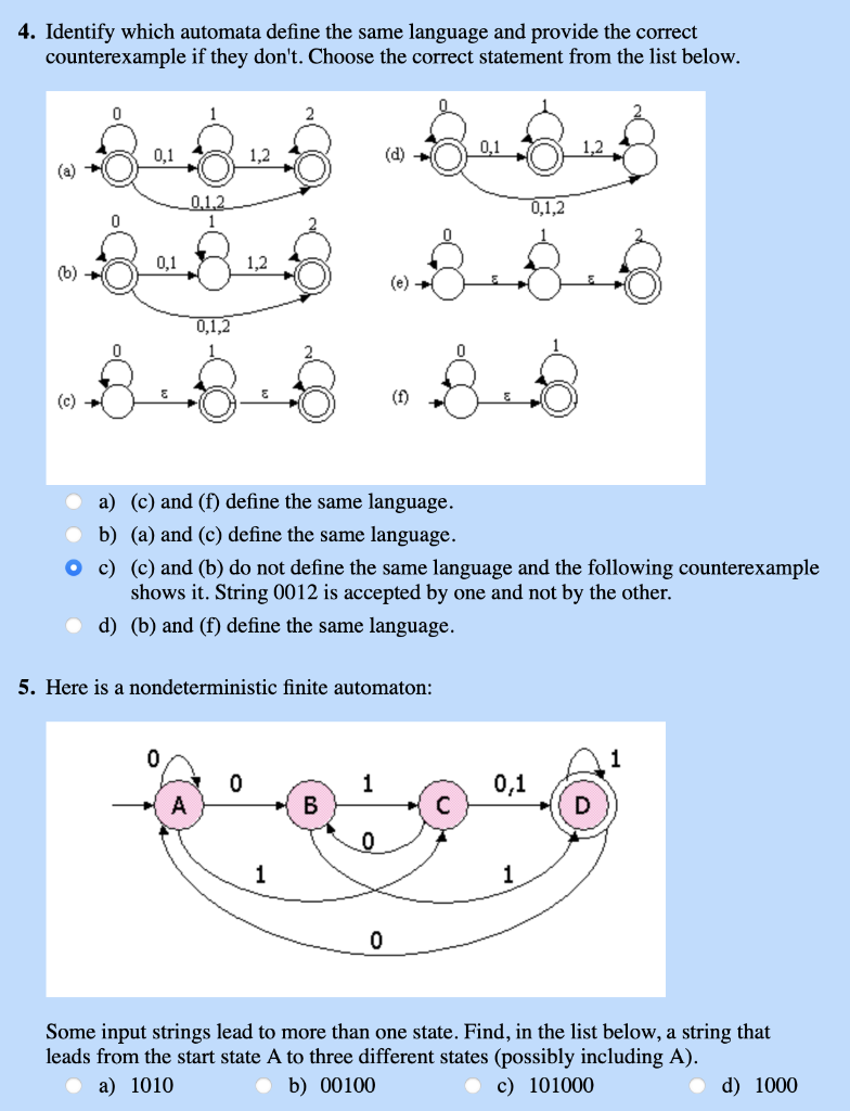 Solved Identify which automata define the same language and | Chegg.com
