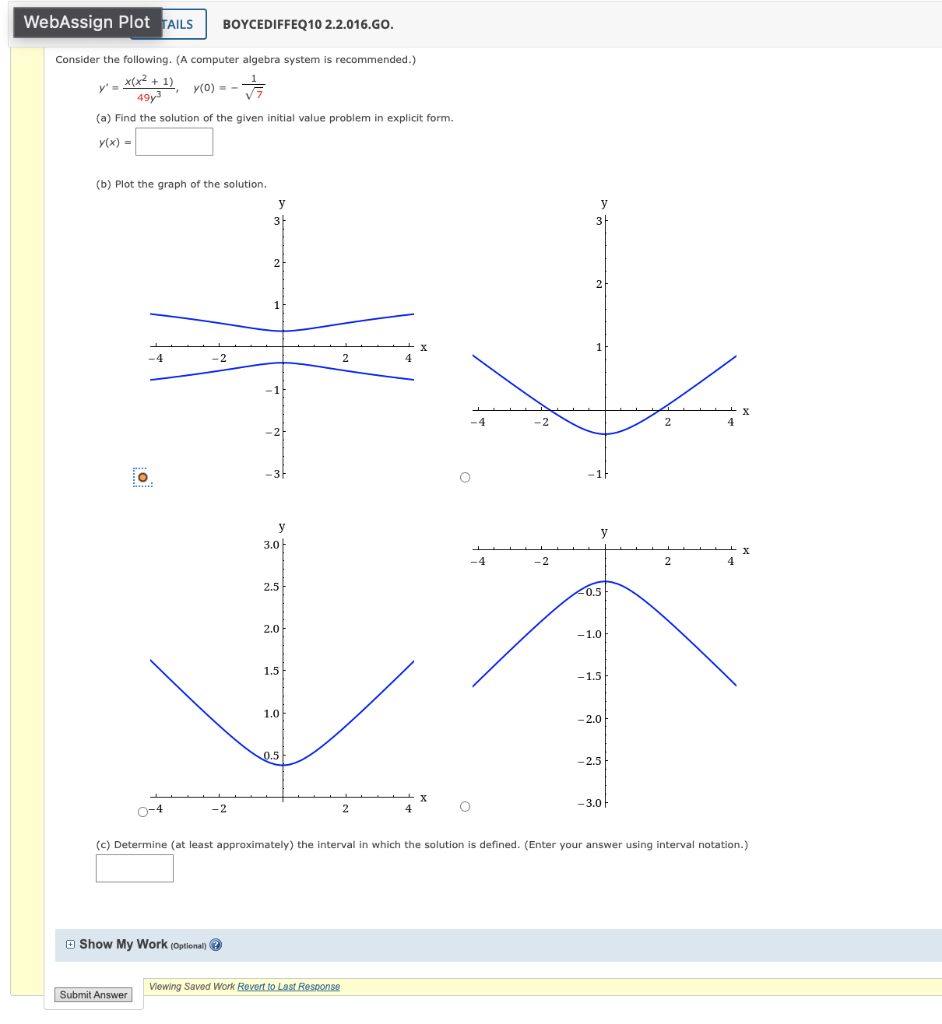 Solved Consider the following. (A computer algebra system is | Chegg.com
