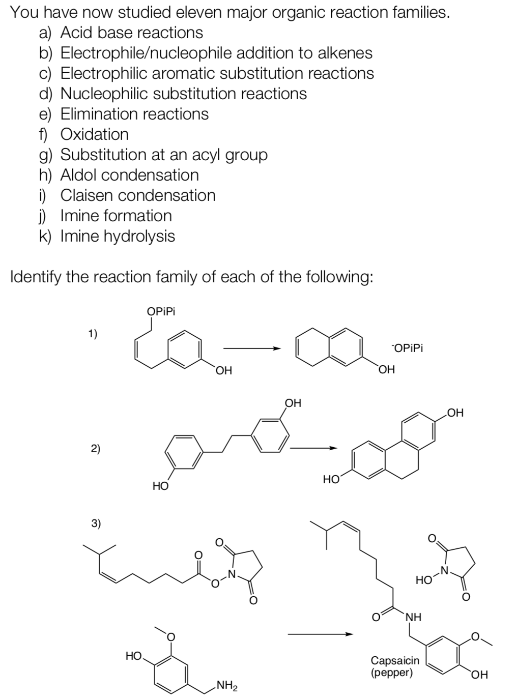 Solved You have now studied eleven major organic reaction | Chegg.com