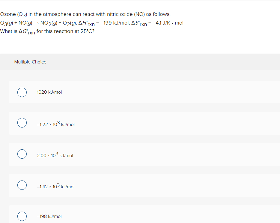 Solved Ozone (O3) in the atmosphere can react with nitric | Chegg.com