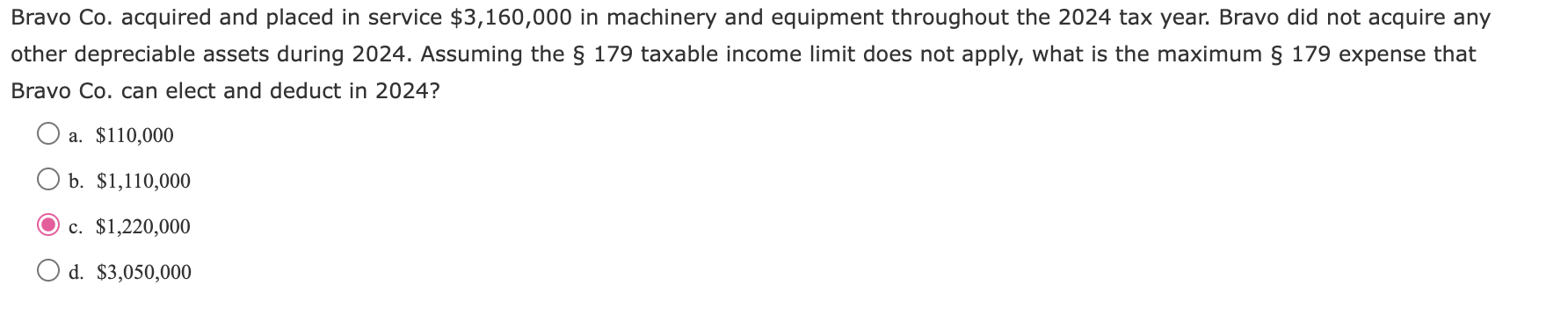 Solved Bravo Co. ﻿acquired and placed in service $3,160,000 | Chegg.com