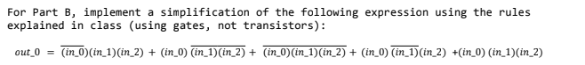 Solved For Part B, implement a simplification of the | Chegg.com