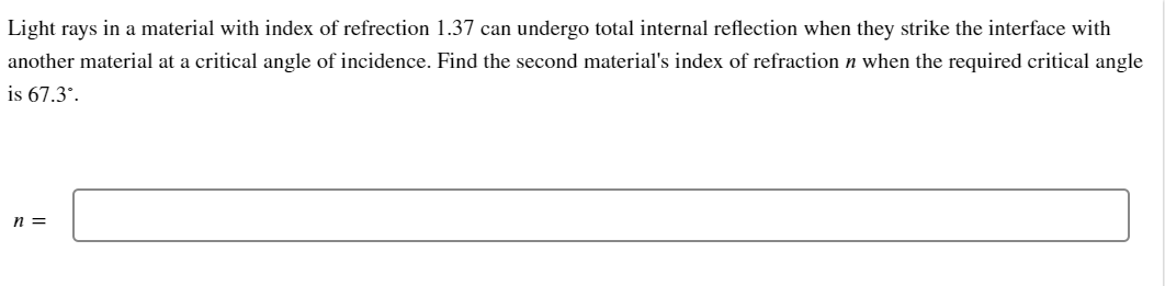 Solved Light rays in a material with index of refrection | Chegg.com
