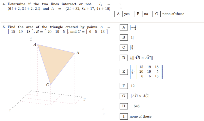 Solved 4. Determine if the two lines intersect or not. l1= | Chegg.com