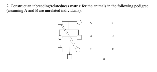 Solved 2. Construct an inbreeding/relatedness matrix for the | Chegg.com