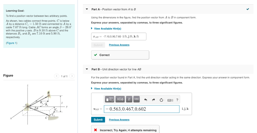 Solved Part A Position vector from A to B Learning Goal To | Chegg.com