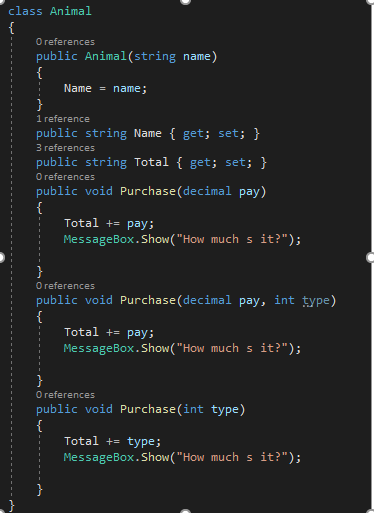 Solved class Animal { O references public Animal(string | Chegg.com