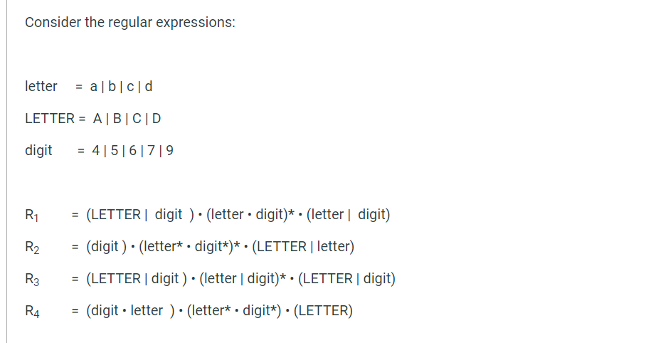 Solved Recall that, for a list of regular expressions, the | Chegg.com