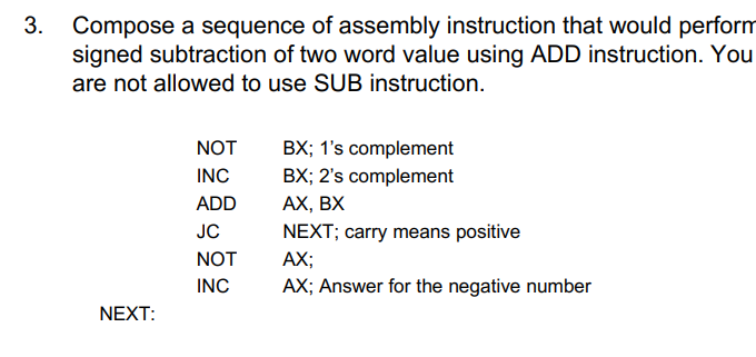 Solved 2. Compose a sequence of assembly instruction that | Chegg.com