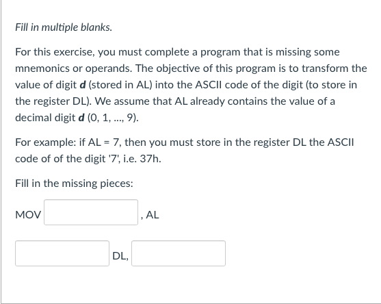 Solved Fill in multiple blanks. For this exercise, you must | Chegg.com