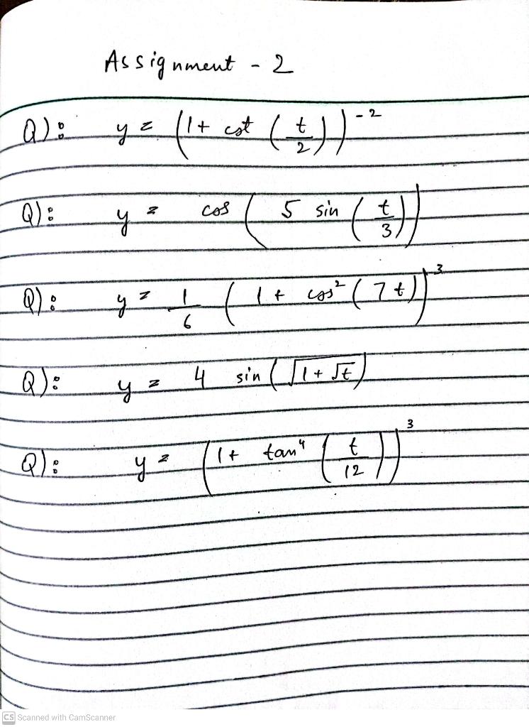 Solved Assignment - 2 Q): y=(1+cst0(2t))−2 | Chegg.com