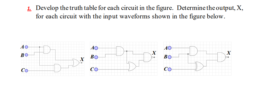Solved 1. Develop the truth table for each circuit in the | Chegg.com