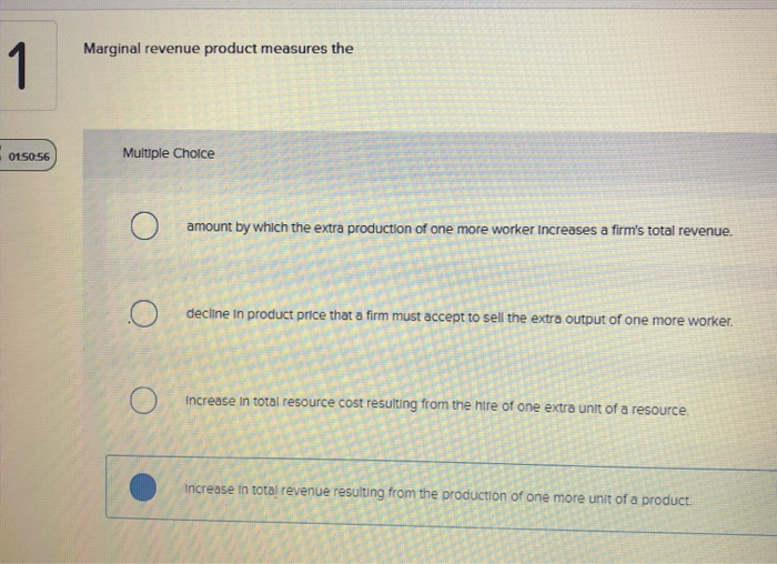 Solved marginal product is multiple-choice the output of the | Chegg.com