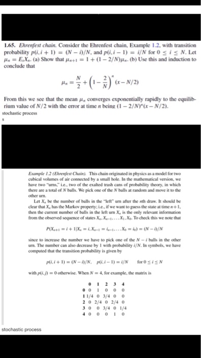 Consider the Ehrenfest chain, Example 1.2, with | Chegg.com