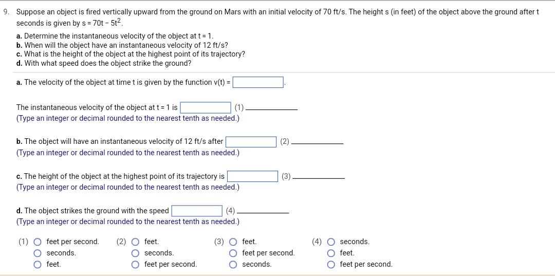 Solved 9. Suppose an object is fired vertically upward from | Chegg.com