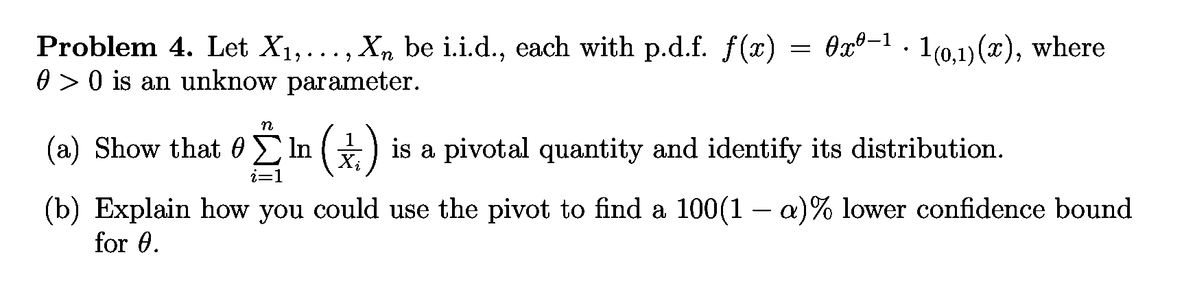 Solved Problem 4. Let X1,…,Xn be i.i.d., each with p.d.f. | Chegg.com Solved Problem 4. Let X1,…,Xn be i.i.d., each with p.d.f. | Chegg.com