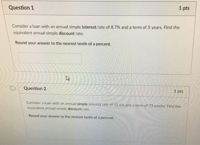 Solved Consider a loan with an annual simple interest rate | Chegg.com