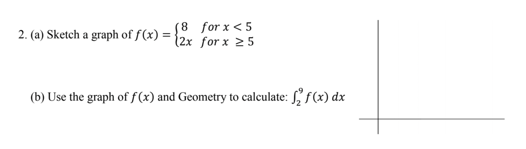 Solved (a) Sketch a graph of f(x)={82x for x