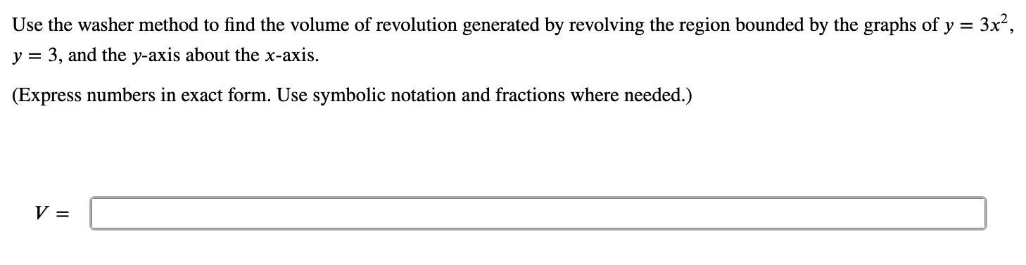 Solved Use the washer method to find the volume of | Chegg.com
