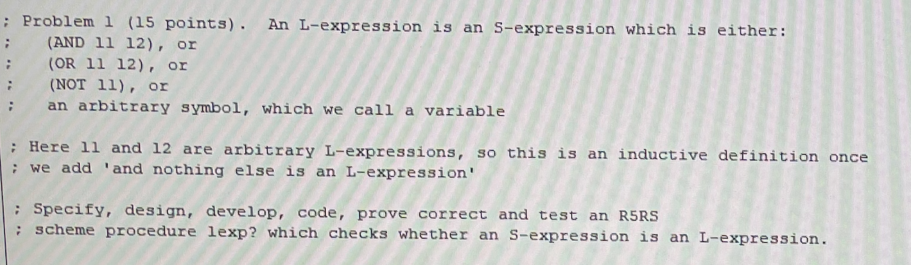 ; Problem 1 (15 points). An L-expression is an | Chegg.com