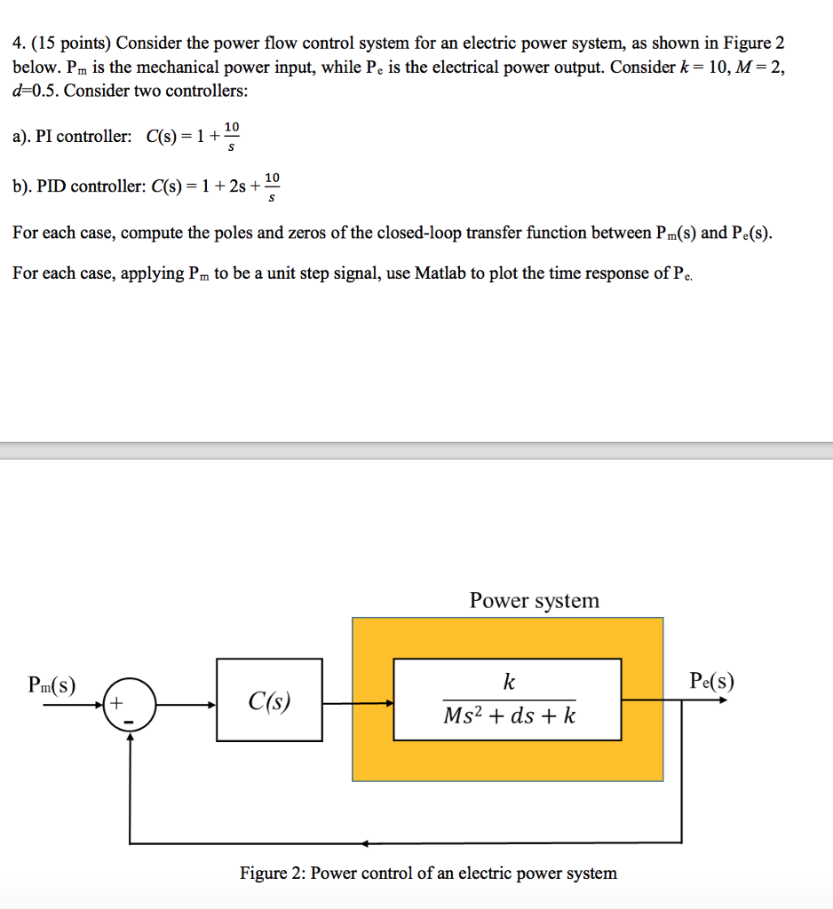 Solved 4. (15 points) Consider the power flow control system | Chegg.com