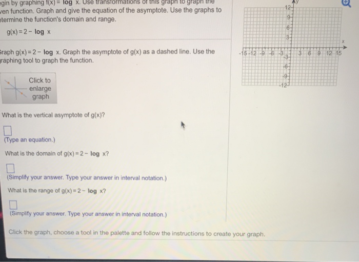 Solved Begin by graphing f(x)- log x. Use transformations of | Chegg.com
