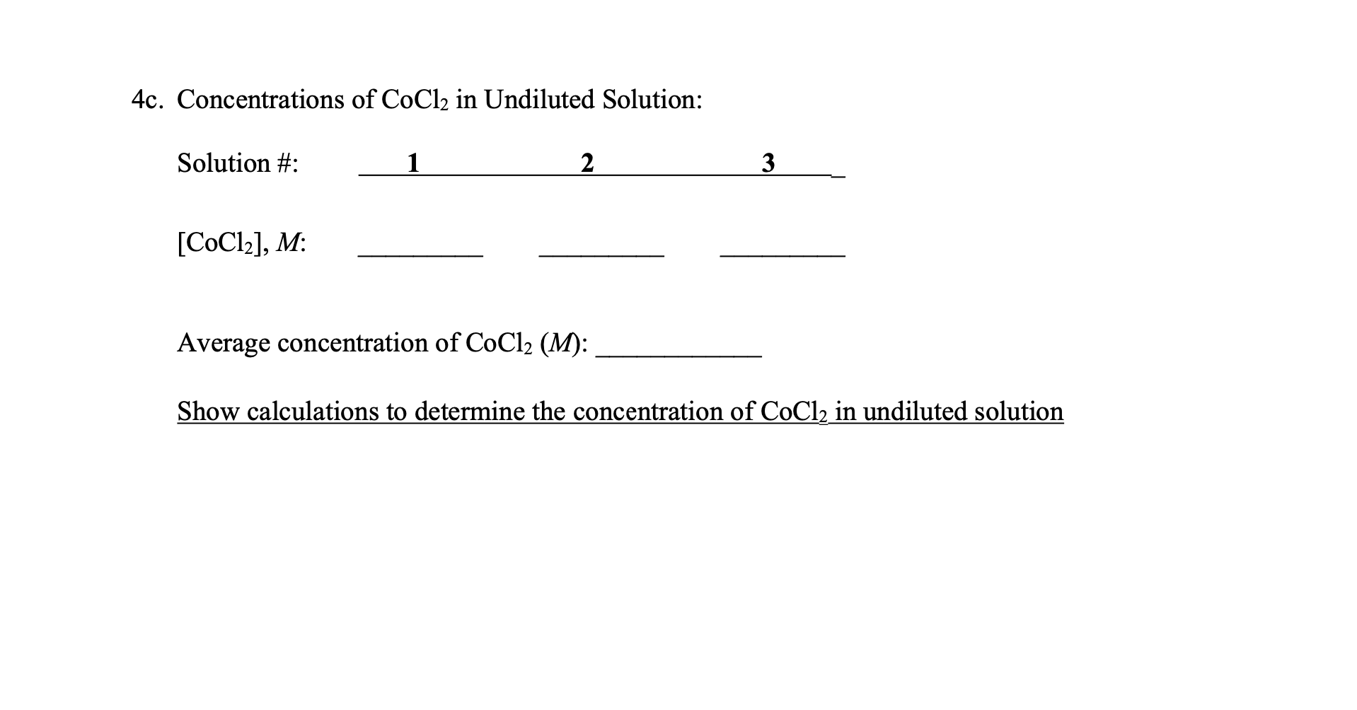 Solved Spectrophotometry of Cobalt(II) Chloride Results: | Chegg.com
