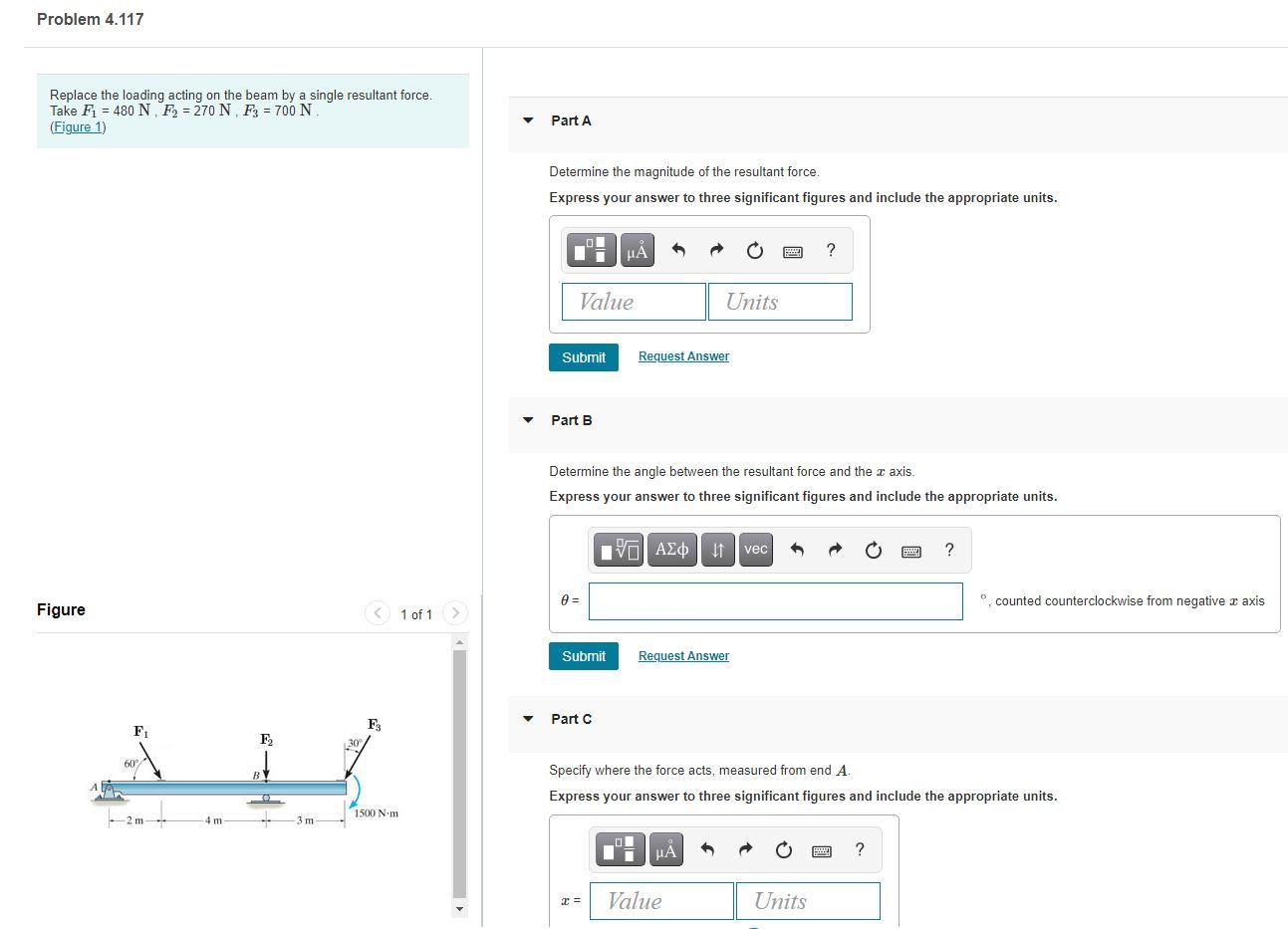 Solved Problem 4.117 Replace the loading acting on the beam | Chegg.com