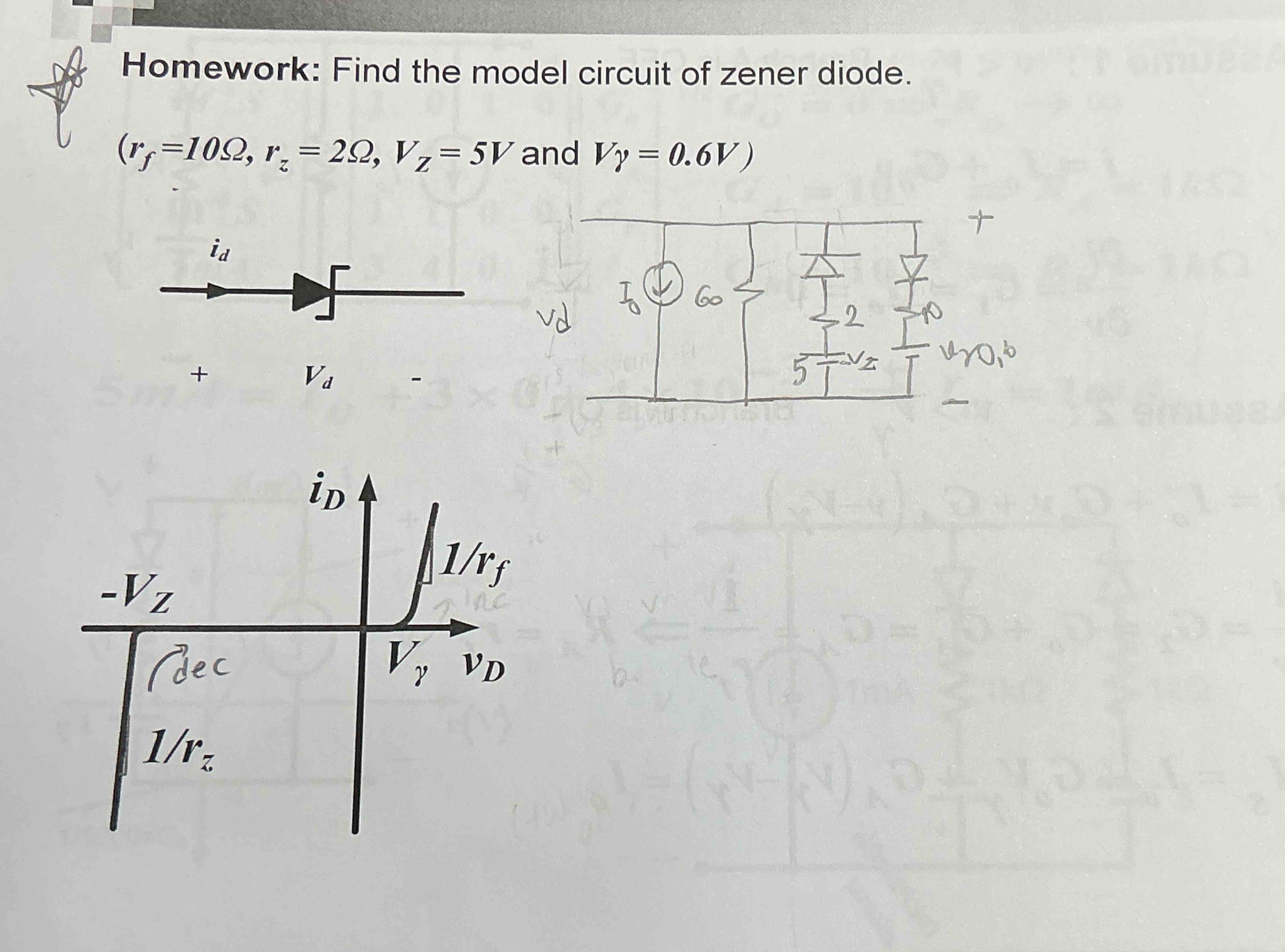 Solved Homework: Find the model circuit of ﻿zener | Chegg.com