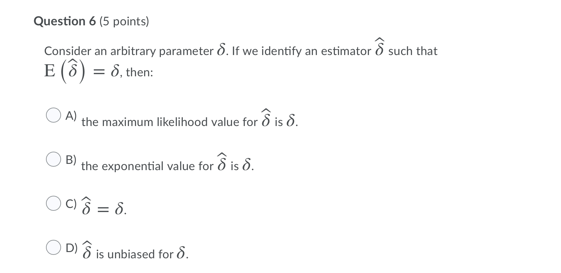 Solved Question 6 (5 points) Consider an arbitrary parameter | Chegg.com