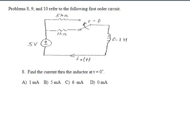 Solved Problems 8,9 , and 10 refer to the following first | Chegg.com
