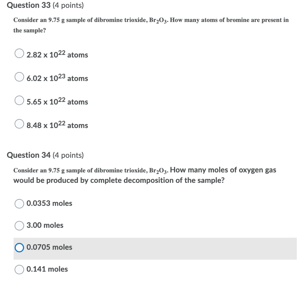 Solved Question 33 (4 points) Consider an 9.75 g sample of | Chegg.com