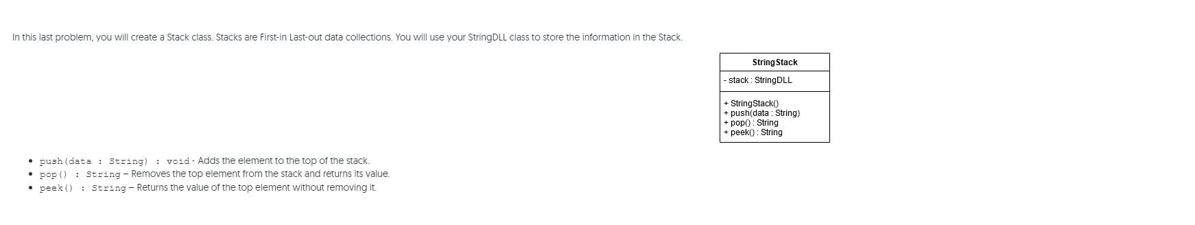 Solved In this last problem, you will create a Stack class. | Chegg.com