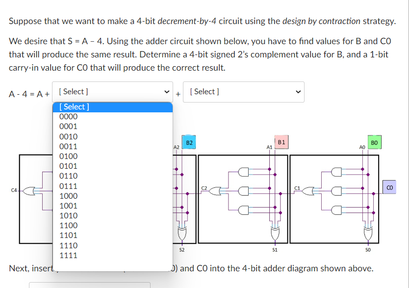 Suppose that we want to make a 4-bit decrement-by-4 | Chegg.com