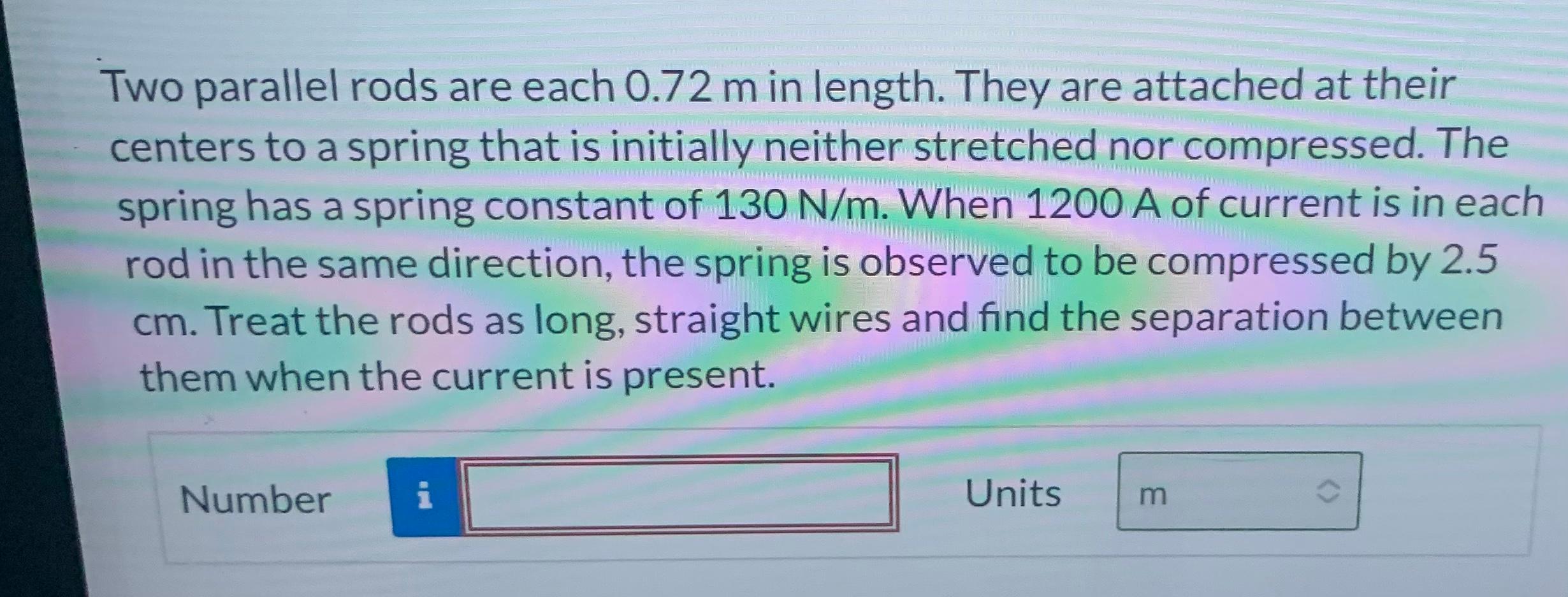 Solved Two parallel rods are each 0.72 m in length. They are | Chegg.com