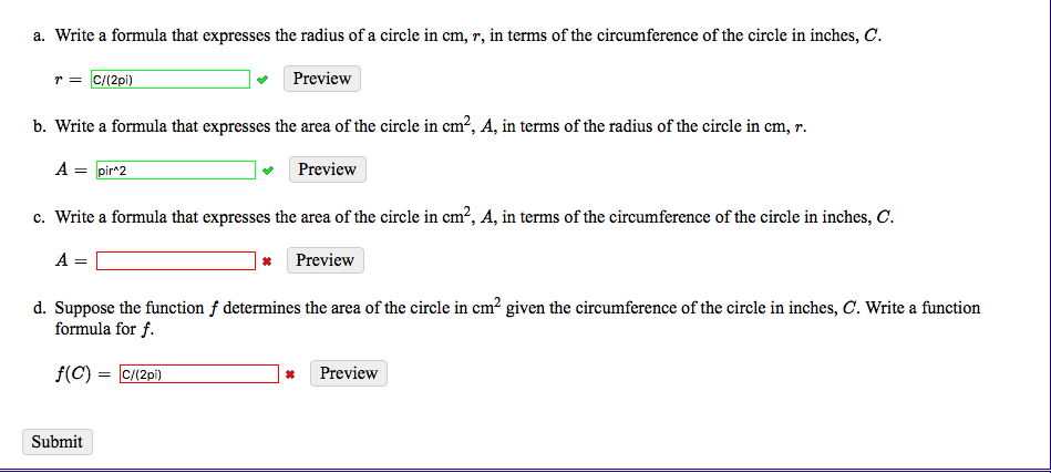 Solved a. Write a formula that expresses the radius of a | Chegg.com