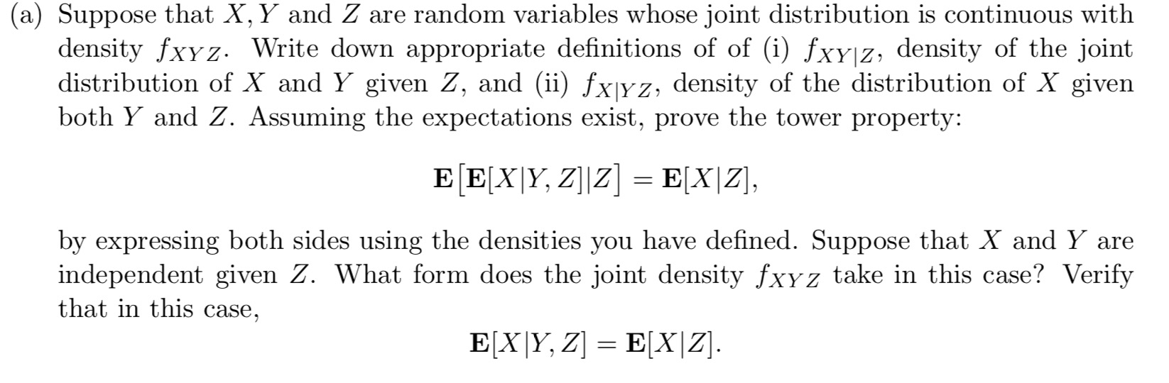 Solved (a) Suppose that X, Y and Z are random variables | Chegg.com