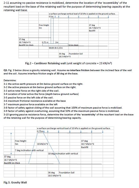 Solved 01. Fig.1 shows a vertical soil face supported by a | Chegg.com