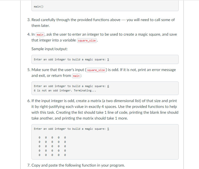 Solved Part A: Create a magic square A magic squaree is an N | Chegg.com