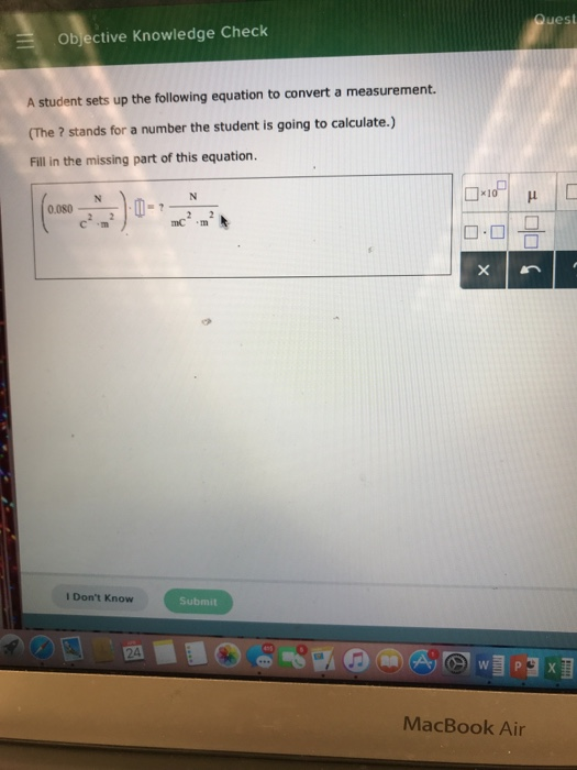 Solved uest Objective Knowledge Check A student sets up the | Chegg.com