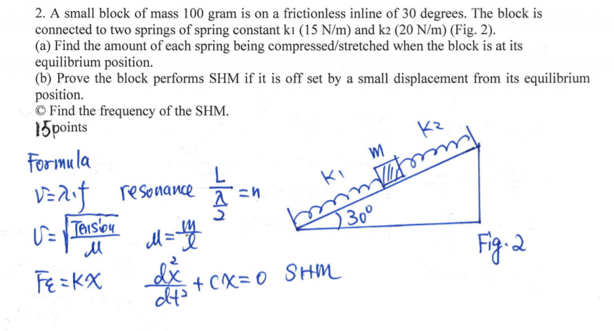 Solved 2. A small block of mass 100 gram is on a | Chegg.com