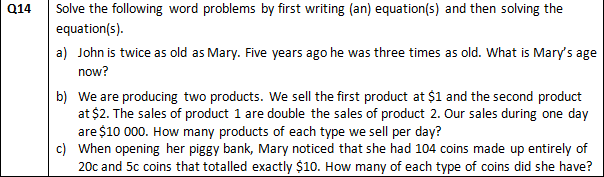 Solved Q14 Solve the following word problems by first | Chegg.com