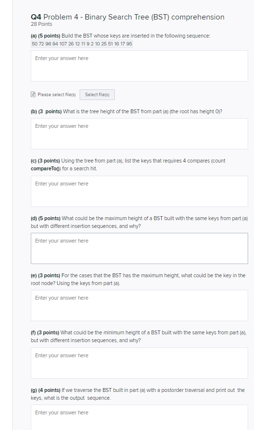 Solved Q4 Problem 4 - Binary Search Tree (BST) comprehension | Chegg.com