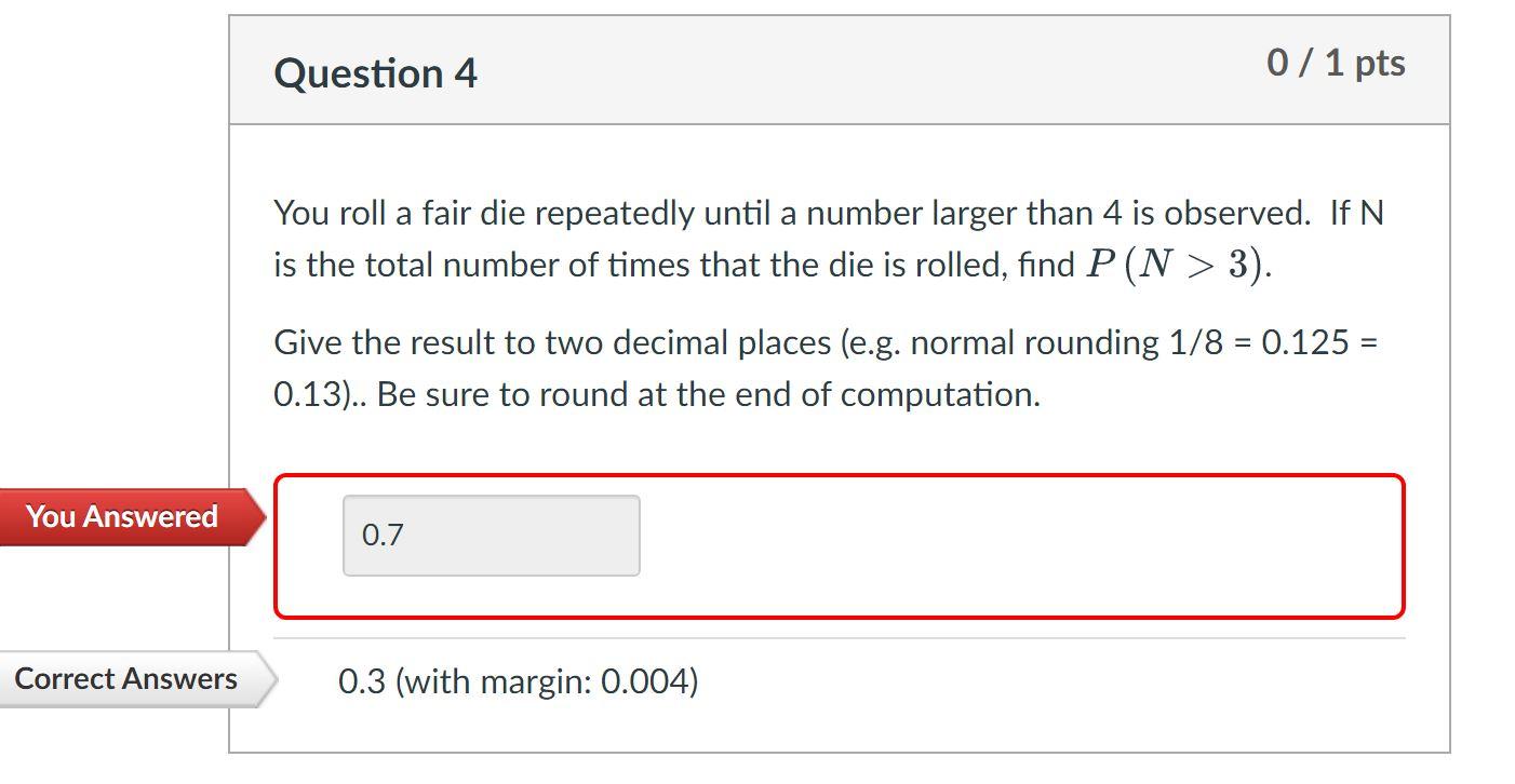 Solved You roll a fair die repeatedly until a number larger | Chegg.com